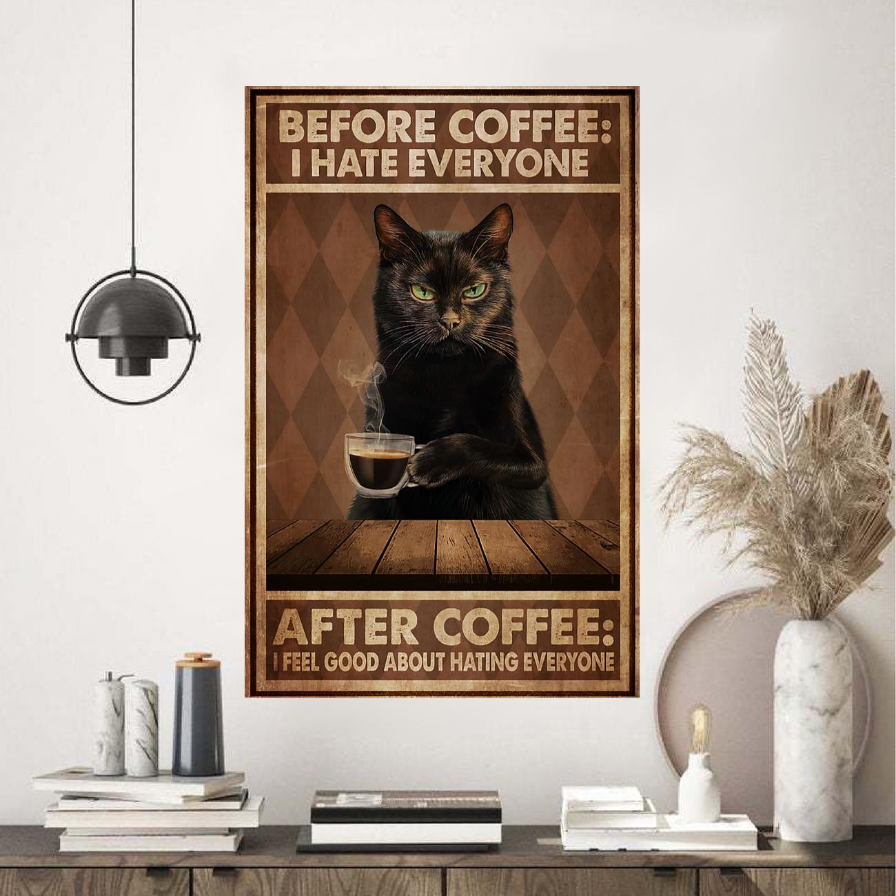 Cat Before Coffee And After Coffee Vertical Poster cat poster Gift for ...