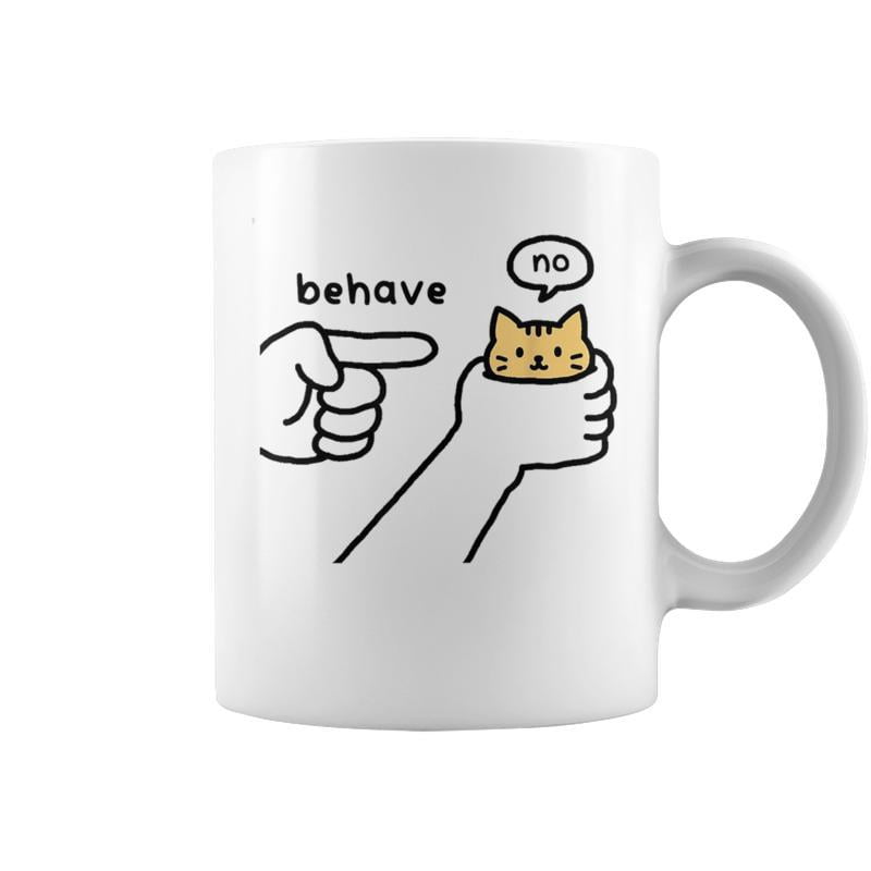 Cat Behave No Stubborn Meme Cartoon Coffee Mug - Walmart.com