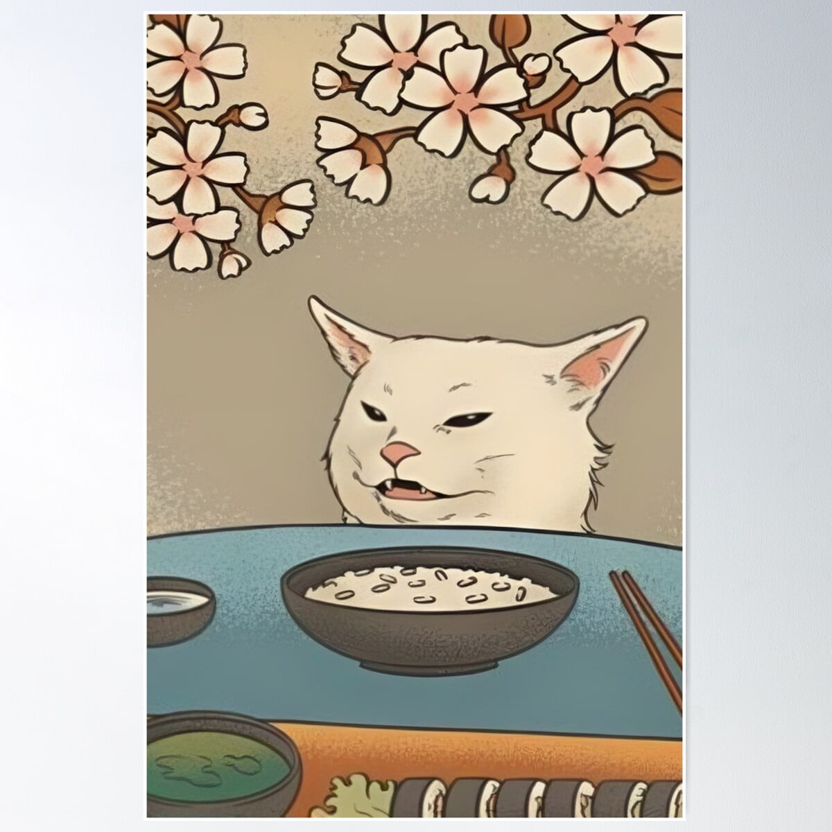Cat Being Yelled At By A Woman - Japanese Edition Poster Wall Art ...