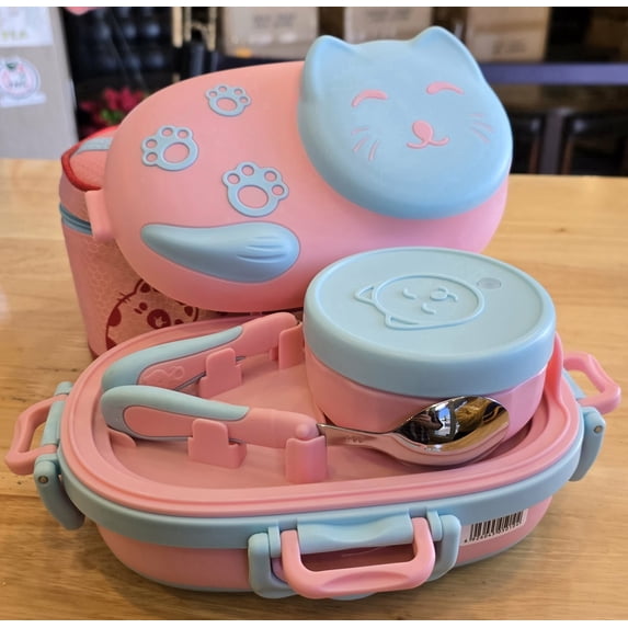 Cat Bento Lunch Box Set with Utensils, 2 Color Options, Leak‑Resistant ...