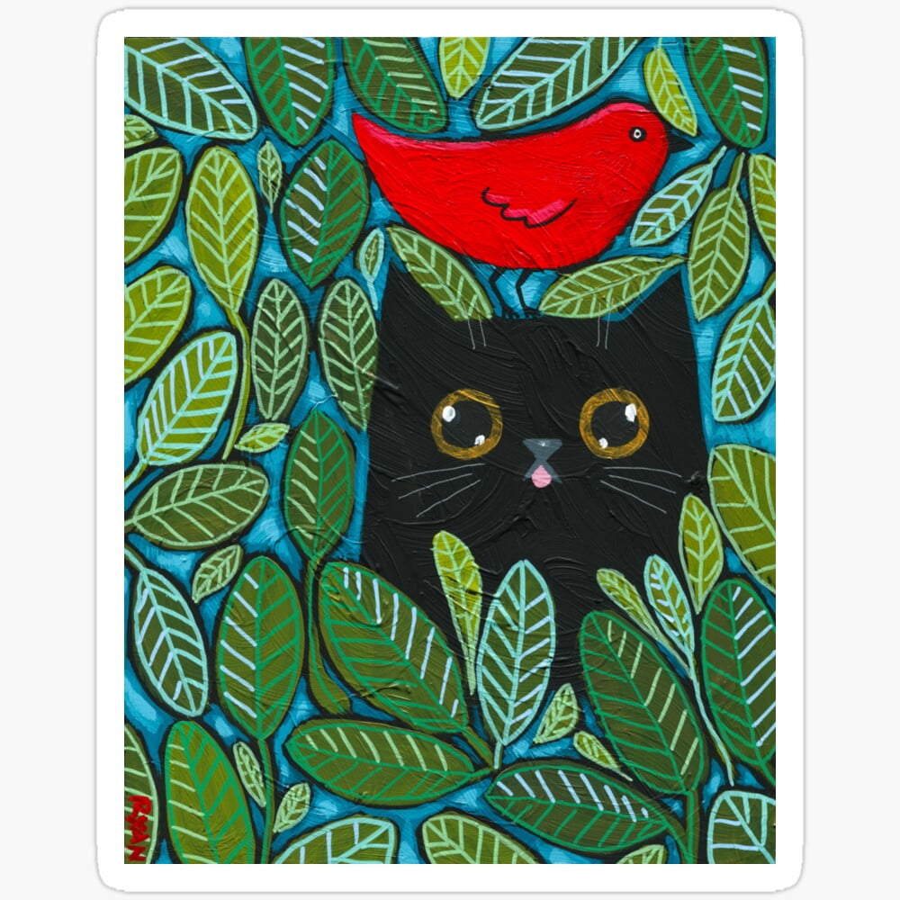 Cat Bird Watching 6 Sticker Phone Decal Water Bottle Stickers Car ...