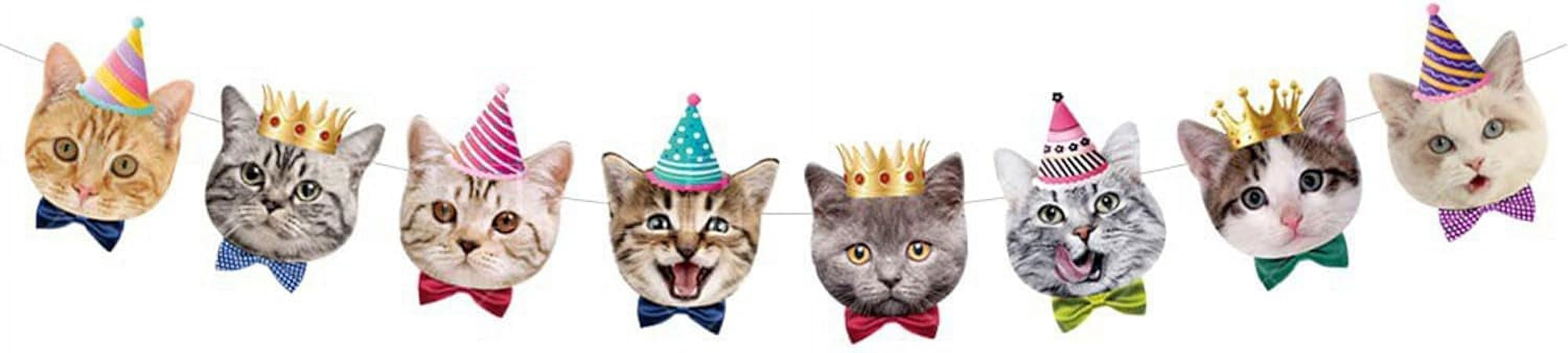 Cat Birthday Banner Birthday Party Decorations for Backdrop Cat Happy ...