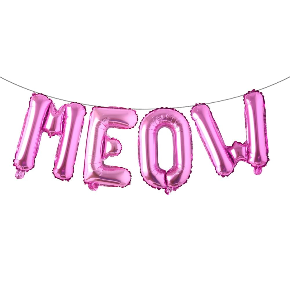 Cat Birthday Party Balloons - 16 Inch Multicolor Meow Letter Foil ...