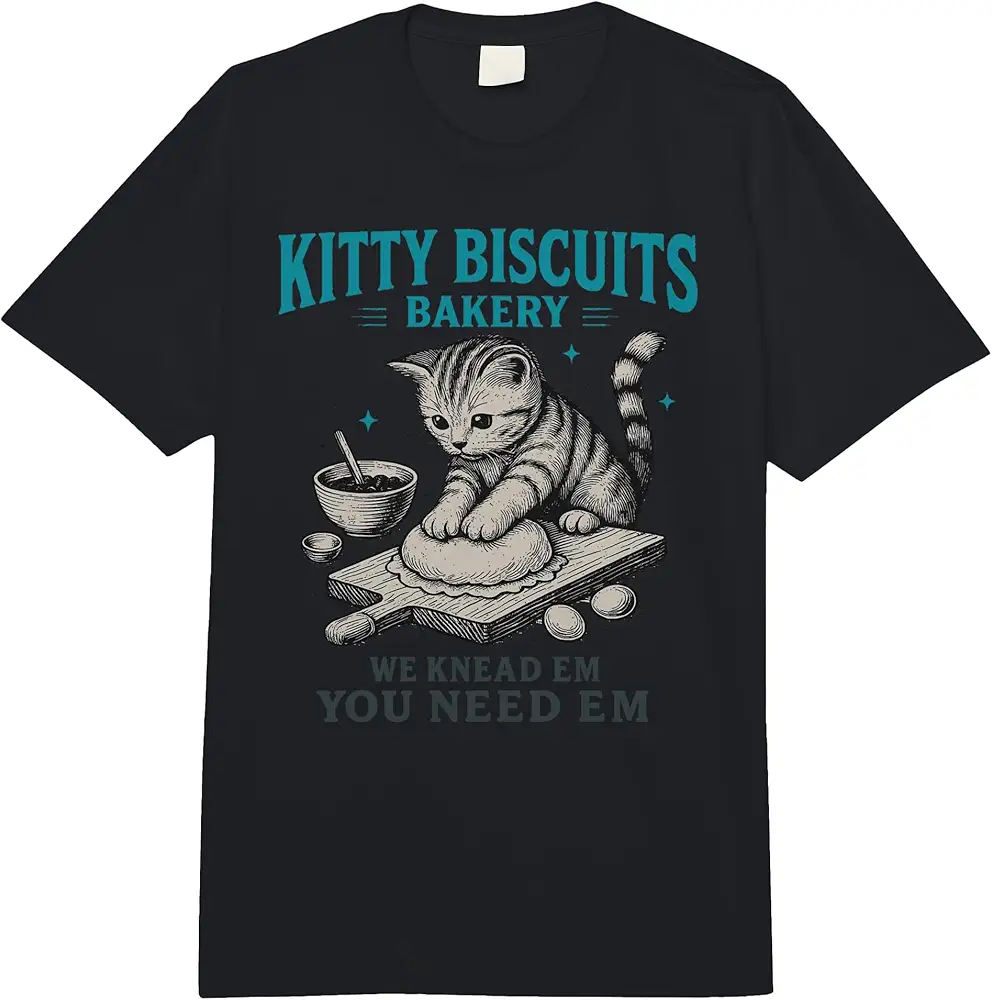 Cat Biscuits Bakery Vintage Funny Kitty Meme Graphic Unisex T-Shirt, up ...
