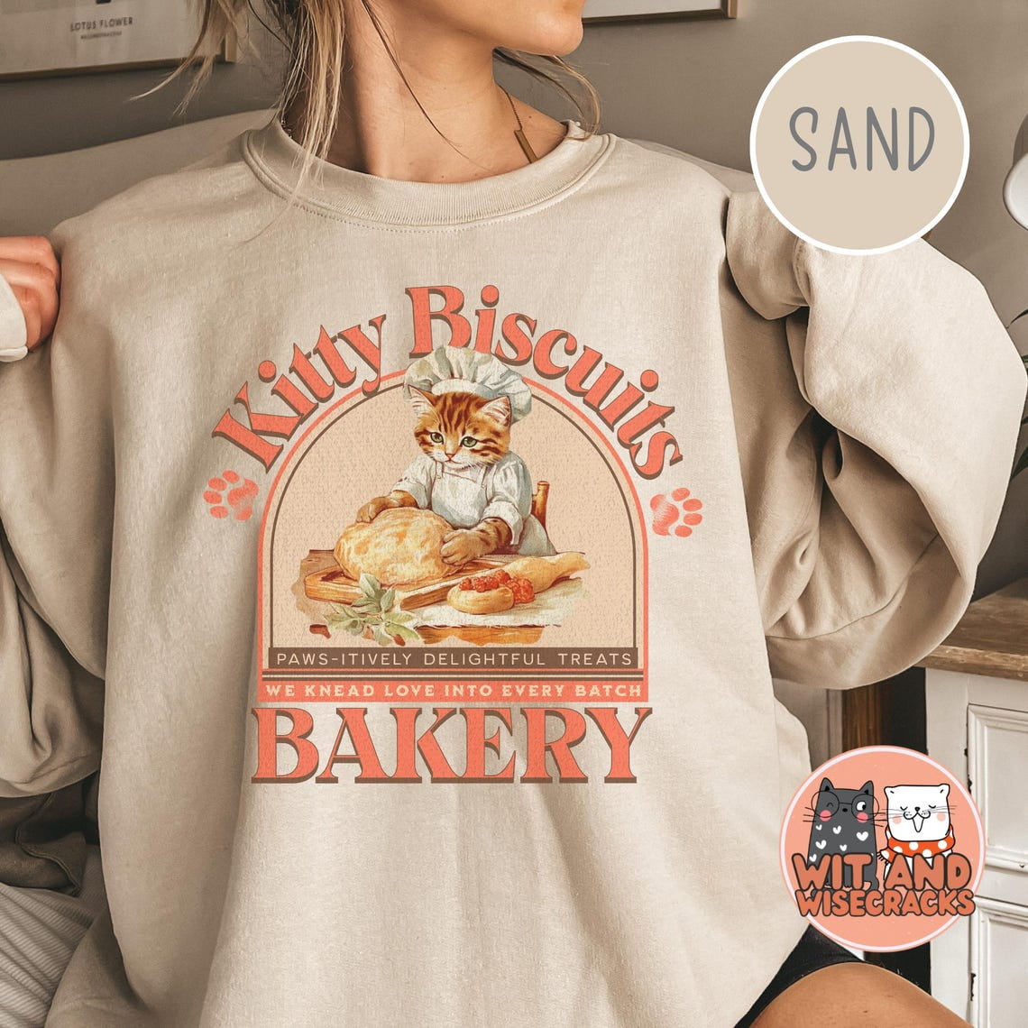 Cat Biscuits Sweatshirt Cute Kitten Baking Funny Baking Sweater,Navy ...
