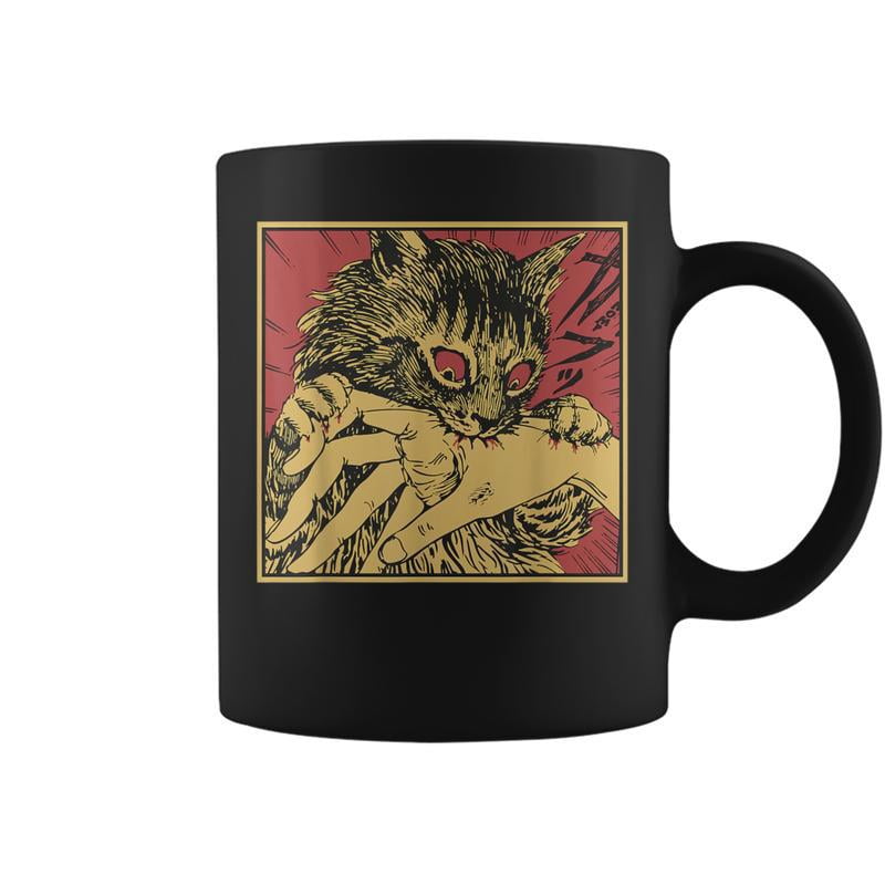Cat Bite Horror Anime Creepy Crazy Cat Japanese Coffee Mugs - Walmart.com