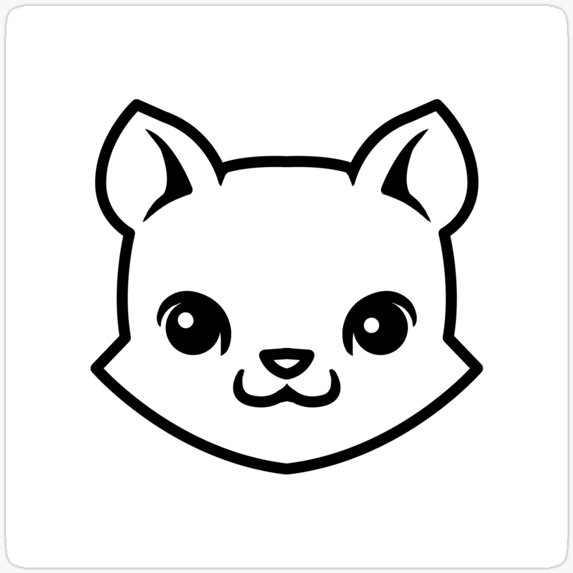 Cat Black And White Minimalist Pictogram Sticker Phone Decal Water ...