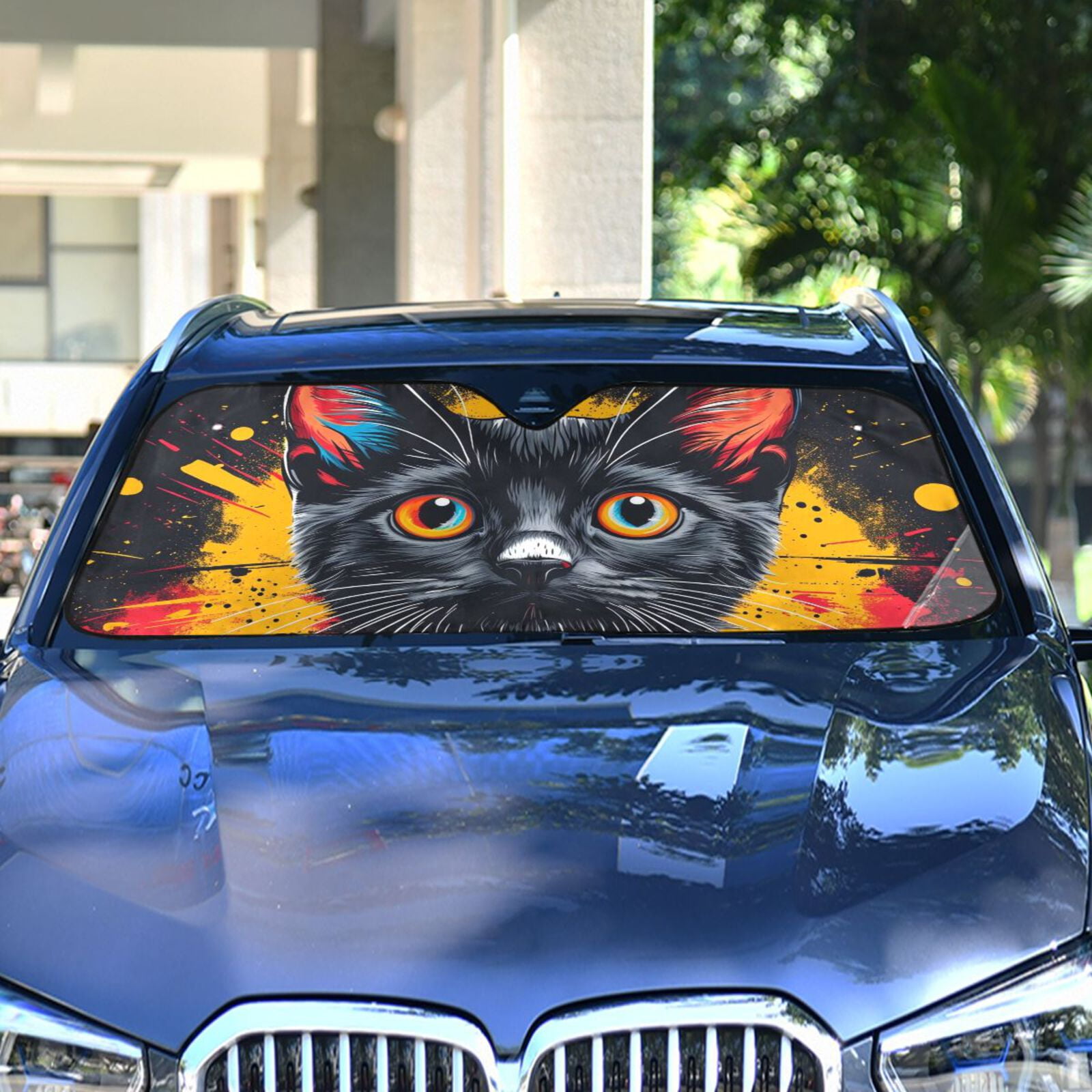 Cat Black Automotive Front Car Windshield Sun Shade Reflector Foldable ...