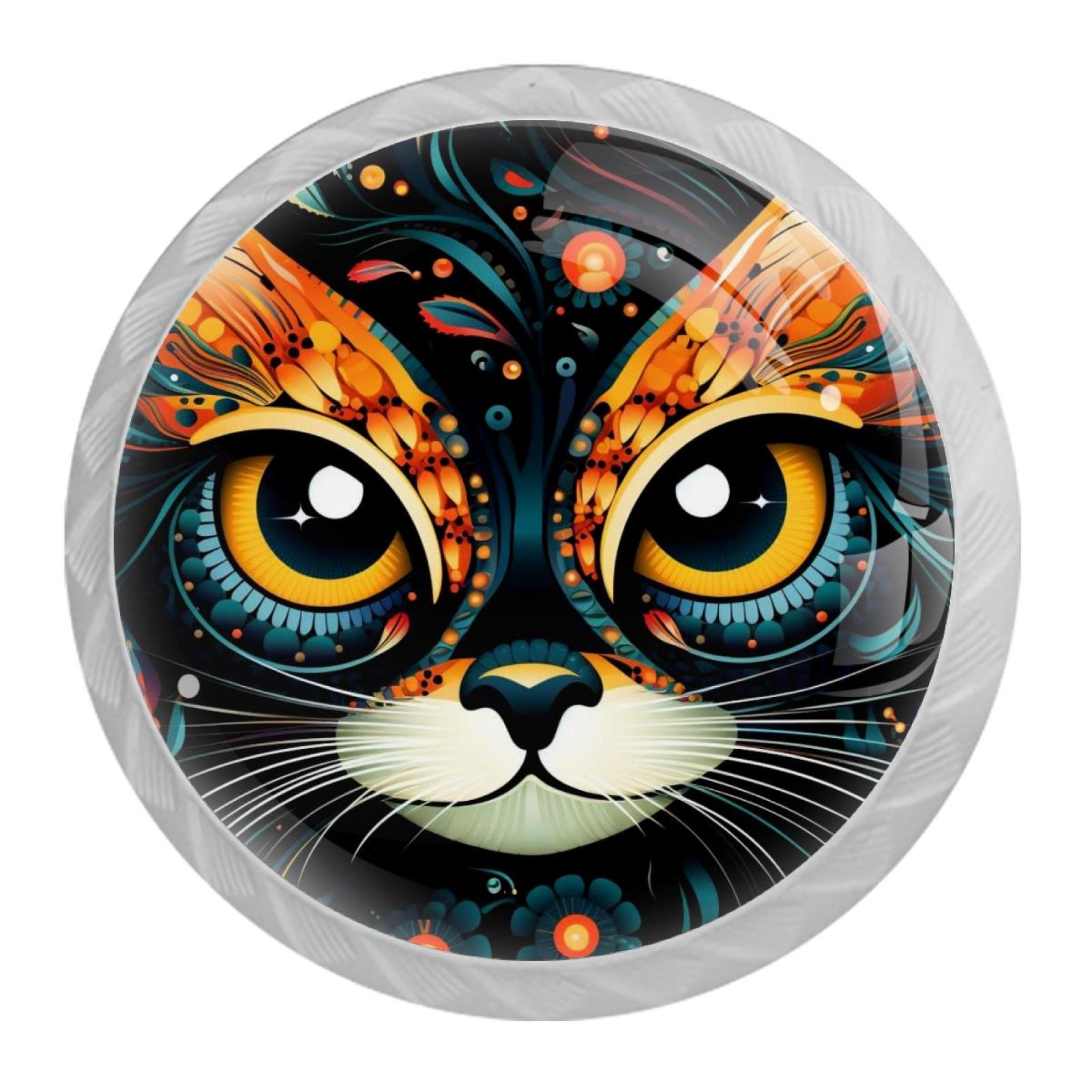 Cat Black Bacjground Custom Drawer Knobs - Cabinet Knobs ABS Glass ...