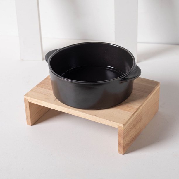 Cat Black Ceramic Bowl Pet Food Water Feeders Dogs Double Drinking ...