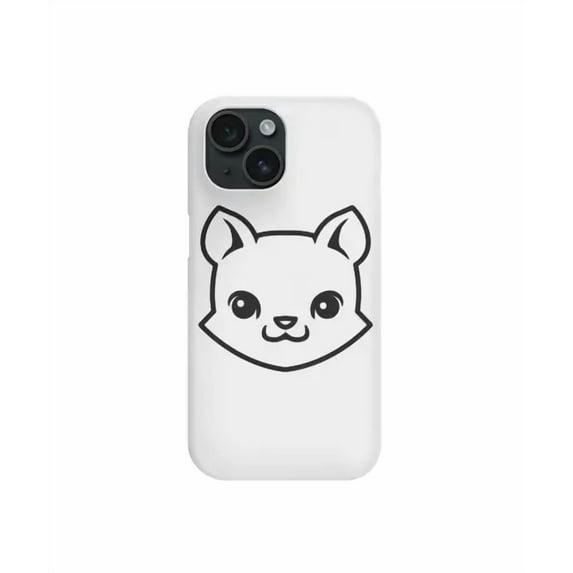 Cat Black and White Minimalist Pictogram Phone Case for iPhone 16 15 14 ...