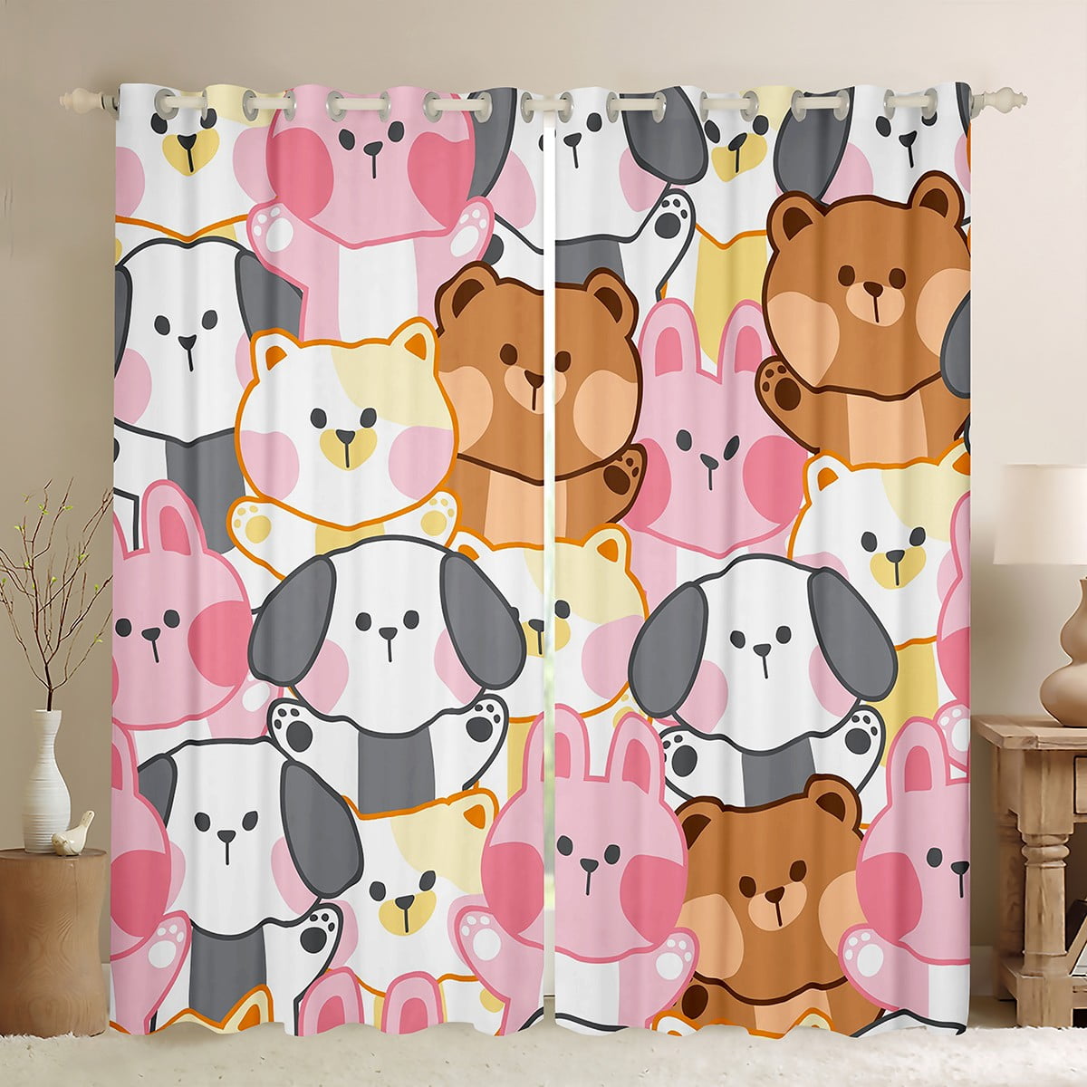 Cat Blackout Curtains,Cartoon Kawaii Animals Curtains & Drapes Cat ...