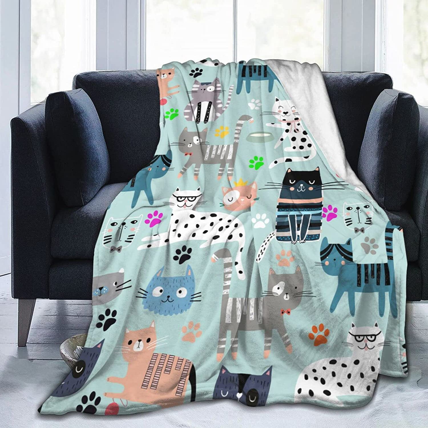 Cat Blanket Super Soft Flannel Throw Blanket Cat Gifts for Cat Lovers ...