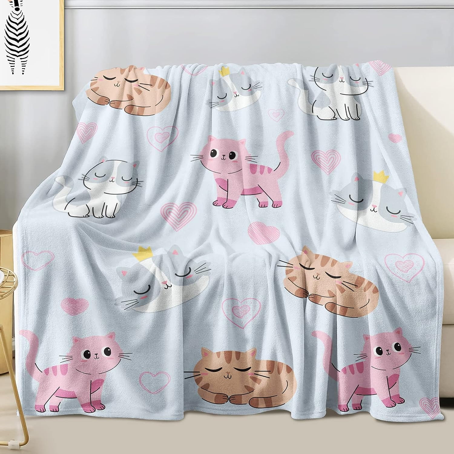 Cat Blanket Cat Themed Present for Girls, Kitten Throw Blankets Flannel ...
