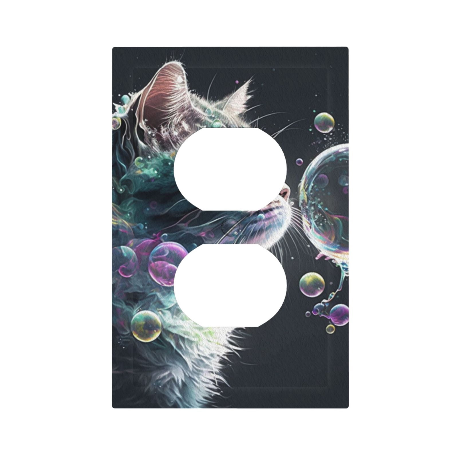 Cat Blow Bubbles Light Switch Cover Decorator Duplex Wall Plate 1-Gang ...