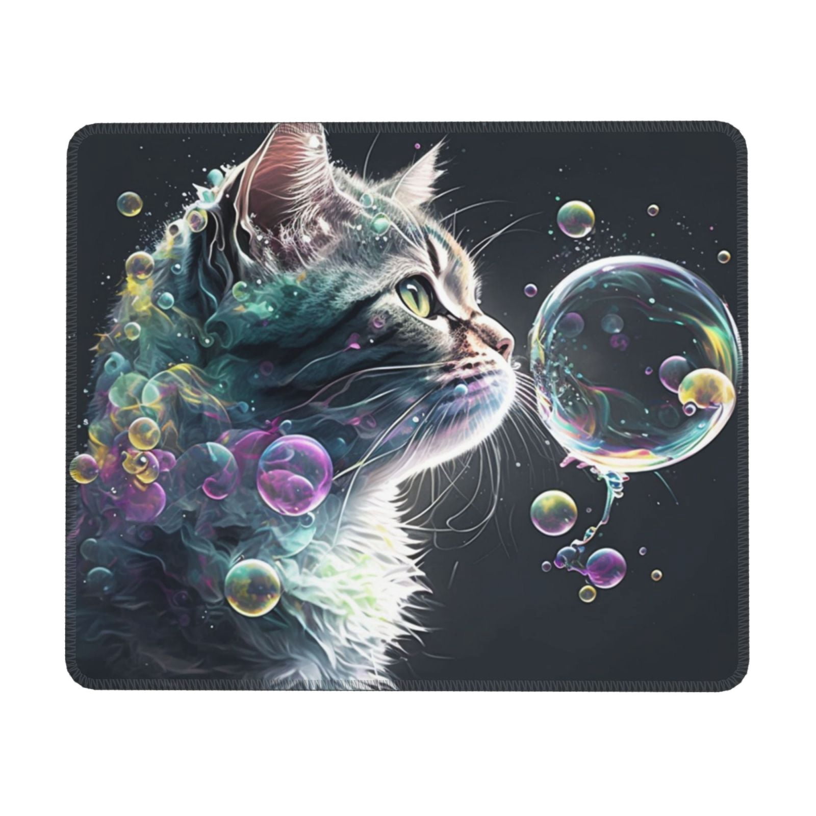 Cat Blow Bubbles Mouse Pad Non-Slip Rubber Gaming Mousepad Rectangle ...