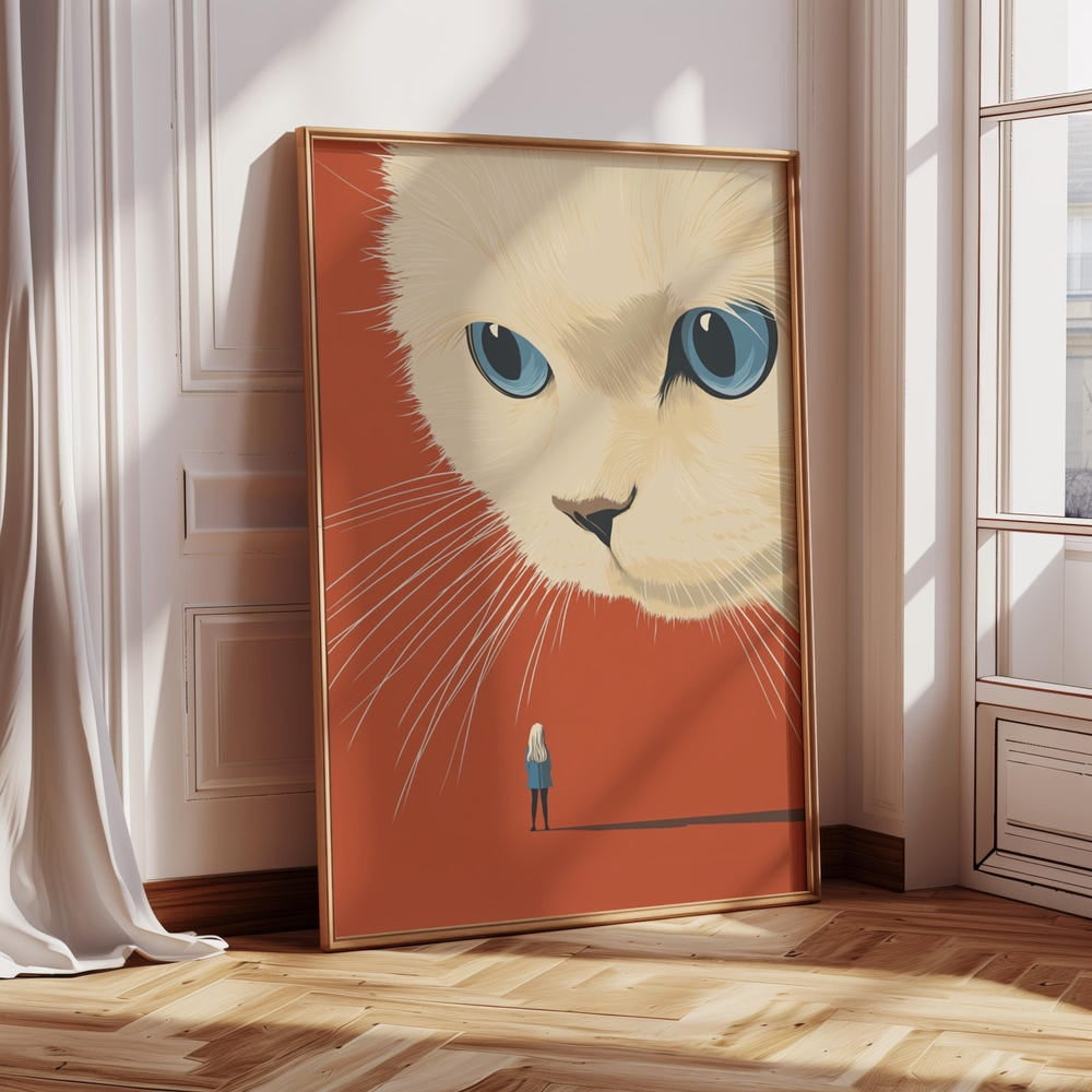 Cat Blue Eyes Art Print Red Cat Poster Funny Cat Poster Cute Cat Print ...