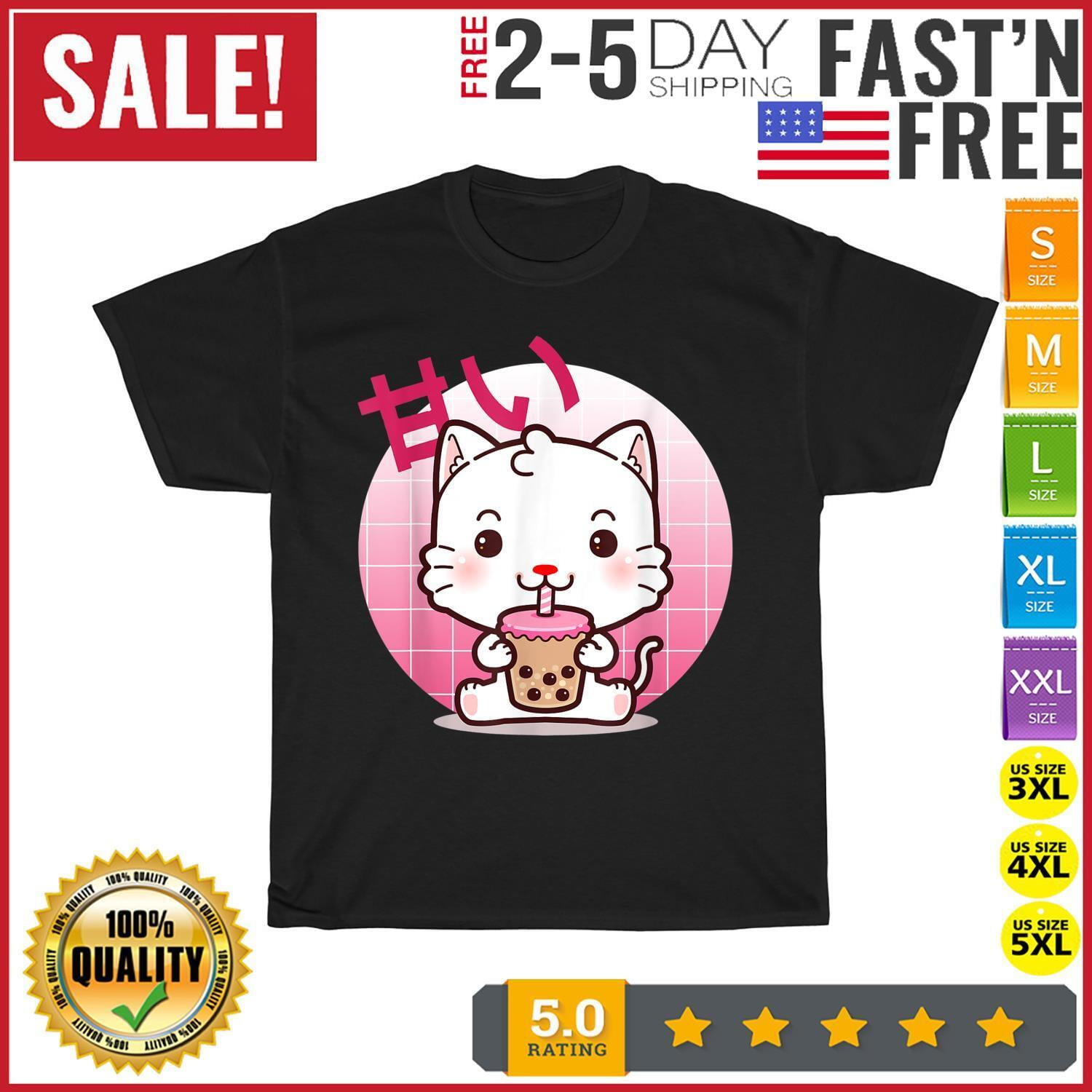 Cat Boba Tea Bubble Tea Anime Kawaii Neko Gifts Girls Teens T Shirt Men ...