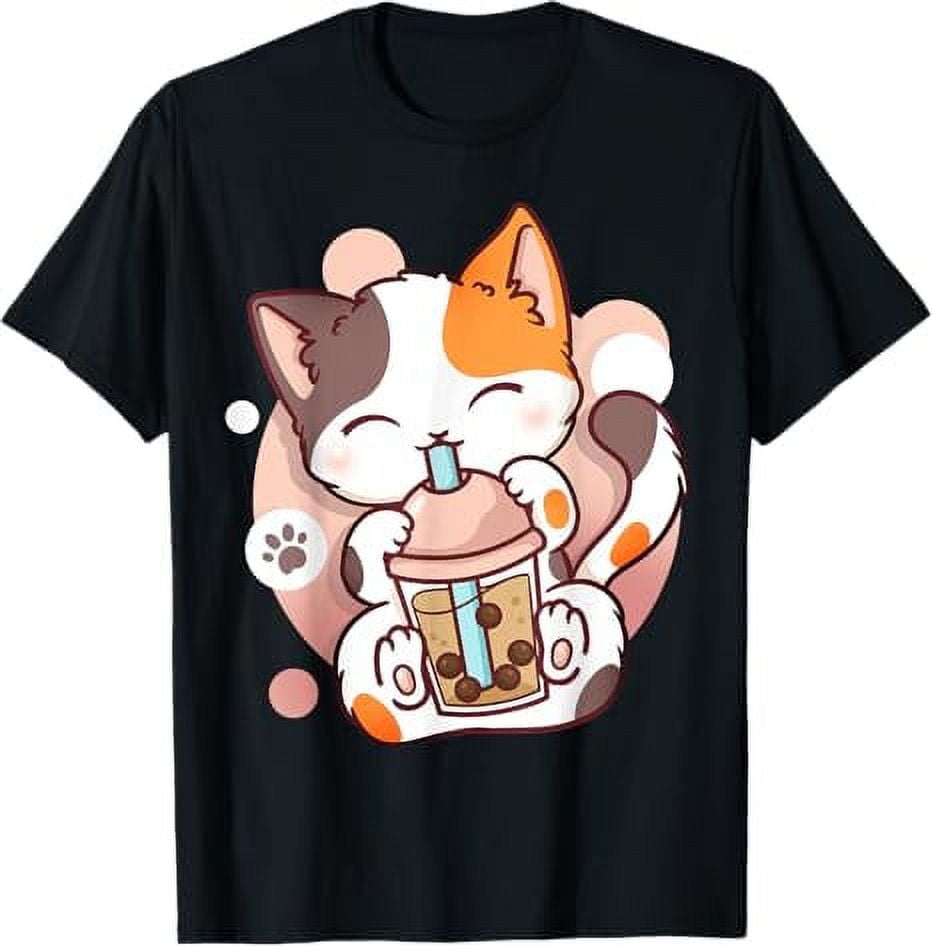 Cat Boba Tea Bubble Tea Anime Kawaii Neko T-Shirt - Walmart.com