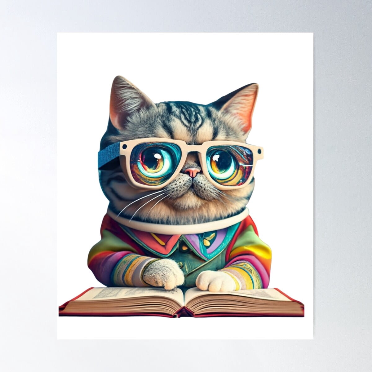 Cat With Book Cute Cat Reading Book Funny Gifts For Cat Lovers Funny ...
