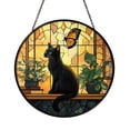 Cat Book Stained Glass Suncatcher Window Hanging, Charming Book Lover ...