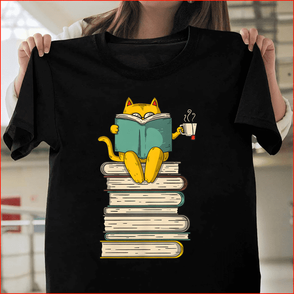 Cat Bookworm Reading Lover Gift Literary Cat Theme Graphic H369 V90077 ...