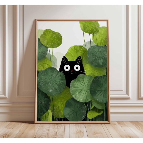 Cat Botanical Wall Art Poster Floral Feline Nature Decor 24x36 UNFRAMED ...