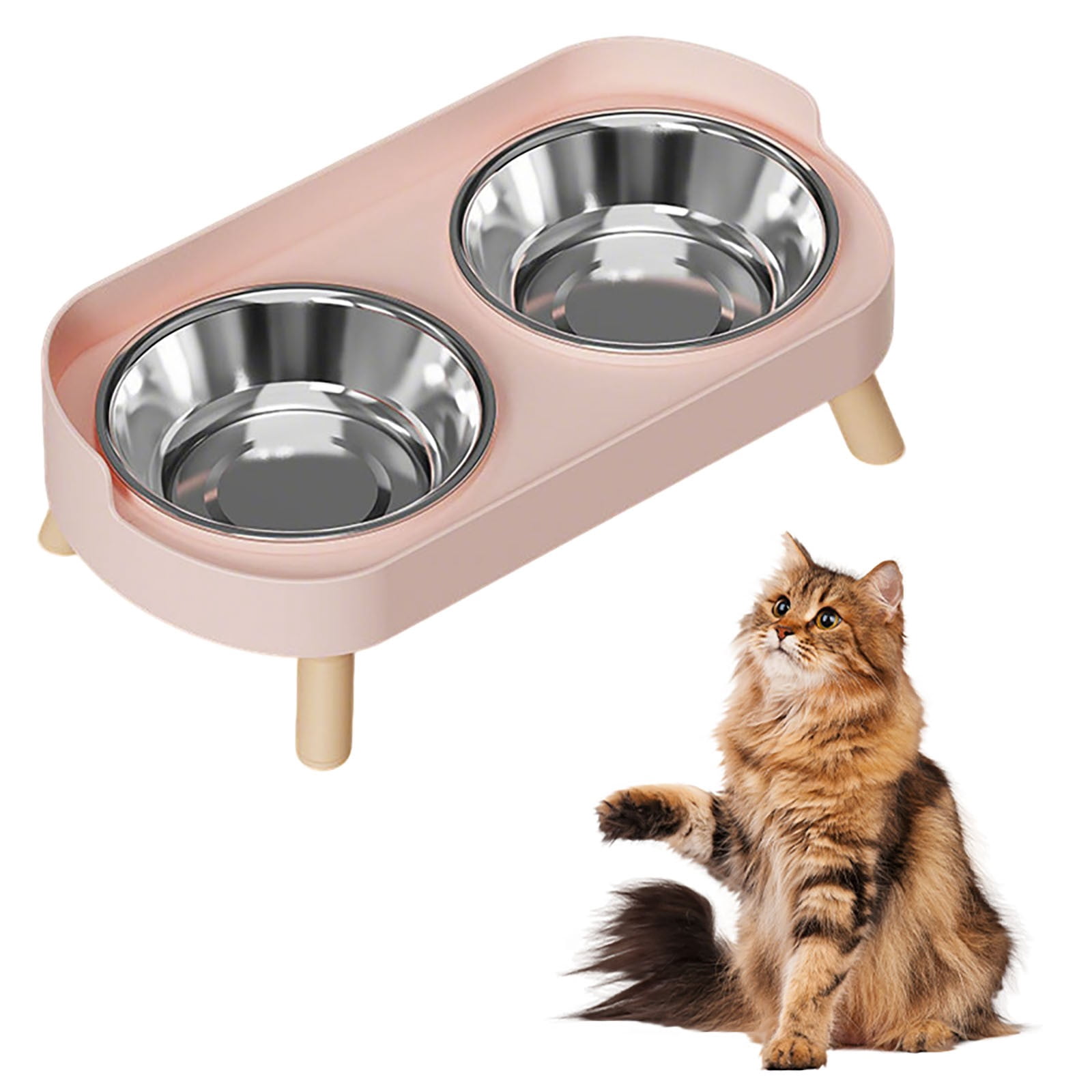 Cat Bowl Double Bowl Tip Bowl Water And Food Integrated Stainless Steel ...