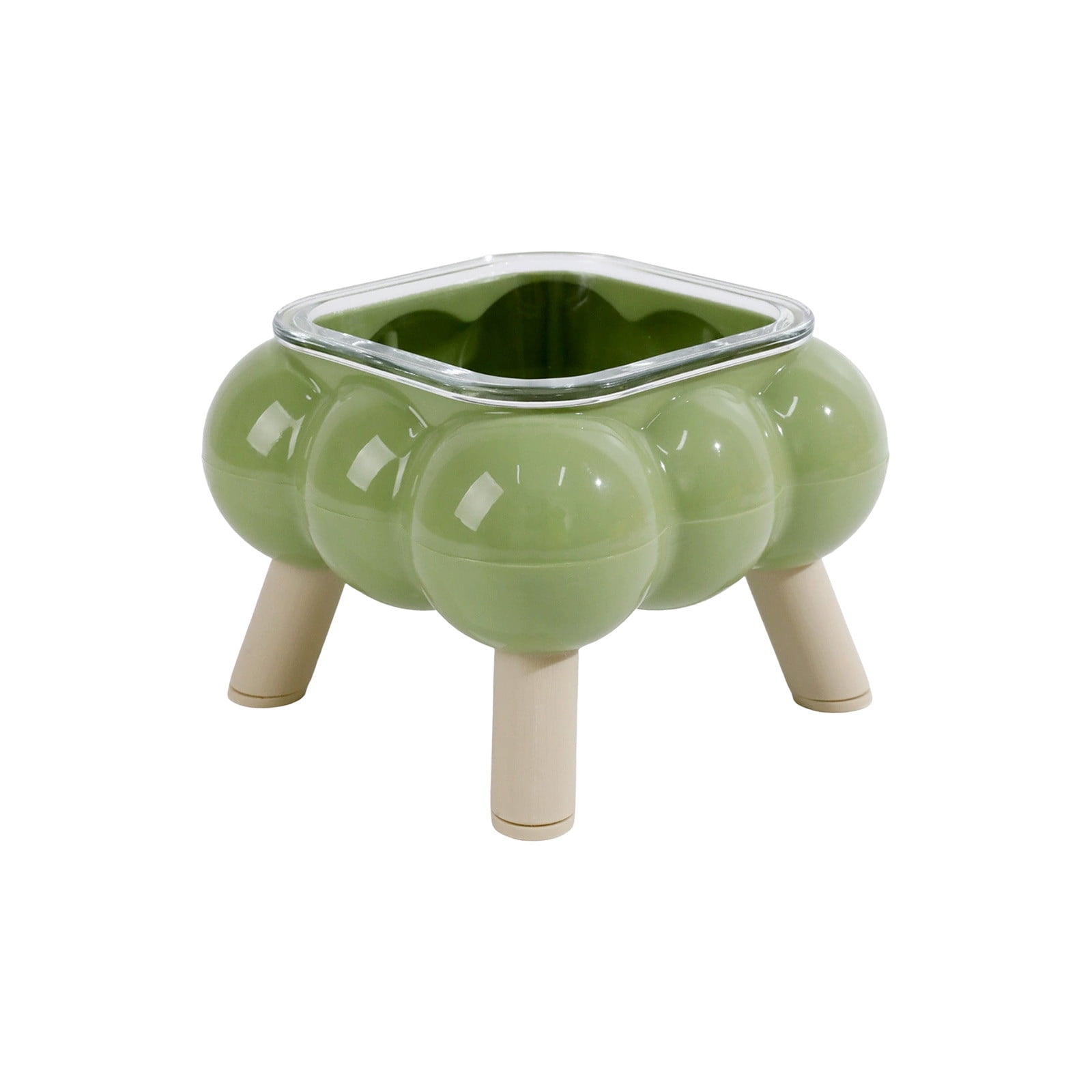 Cat Bowl Green Glass Raised Cat Bowl Elevated Pet Feeder for Cats and ...