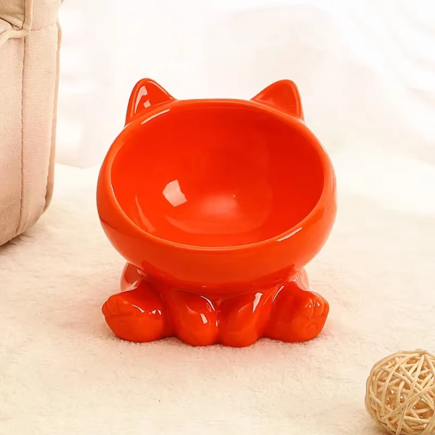 Cat Bowl Integrated Ceramic Diagonal High Feet Cute Protection Cervical ...