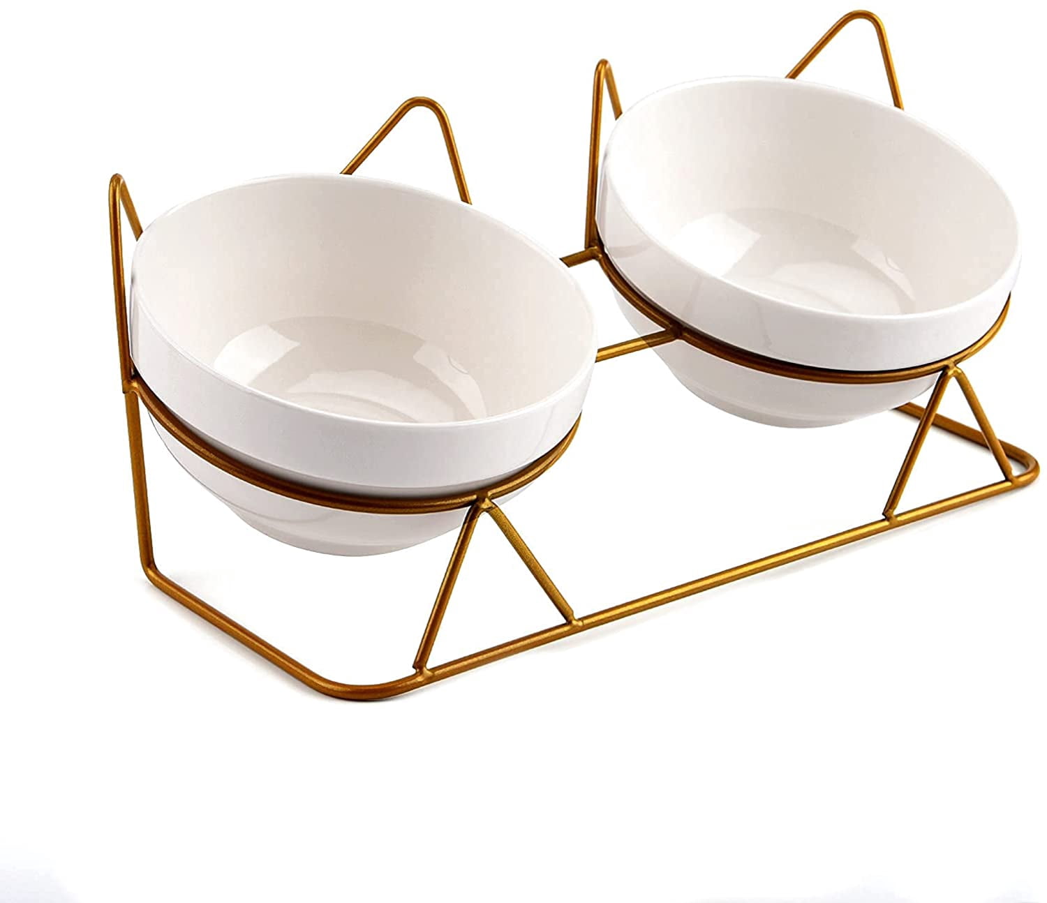 Cat Bowls, Double Ceramic Pet Bowls with 15°Tilted Raised Stand for ...