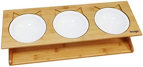 Cat Bowls Pet Dining Table with Raised Slope Wooden Stand Elevated Pet ...
