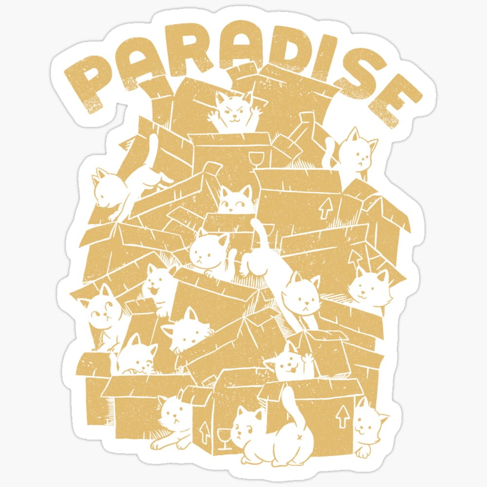 Cat Box Paradise Sticker Phone Decal Water Bottle Stickers Car Decals ...