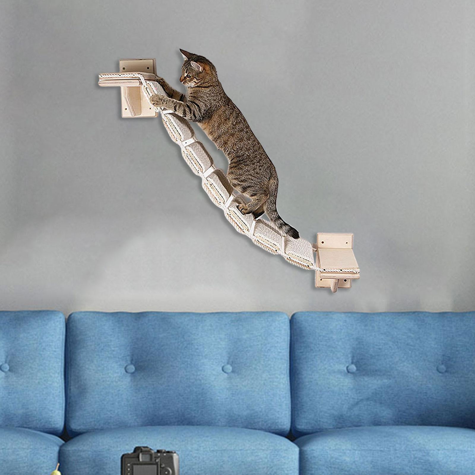 Cat Bridges Climbing Frame Wooden Hammock Bridge Stairs Cat Rope Bridge ...