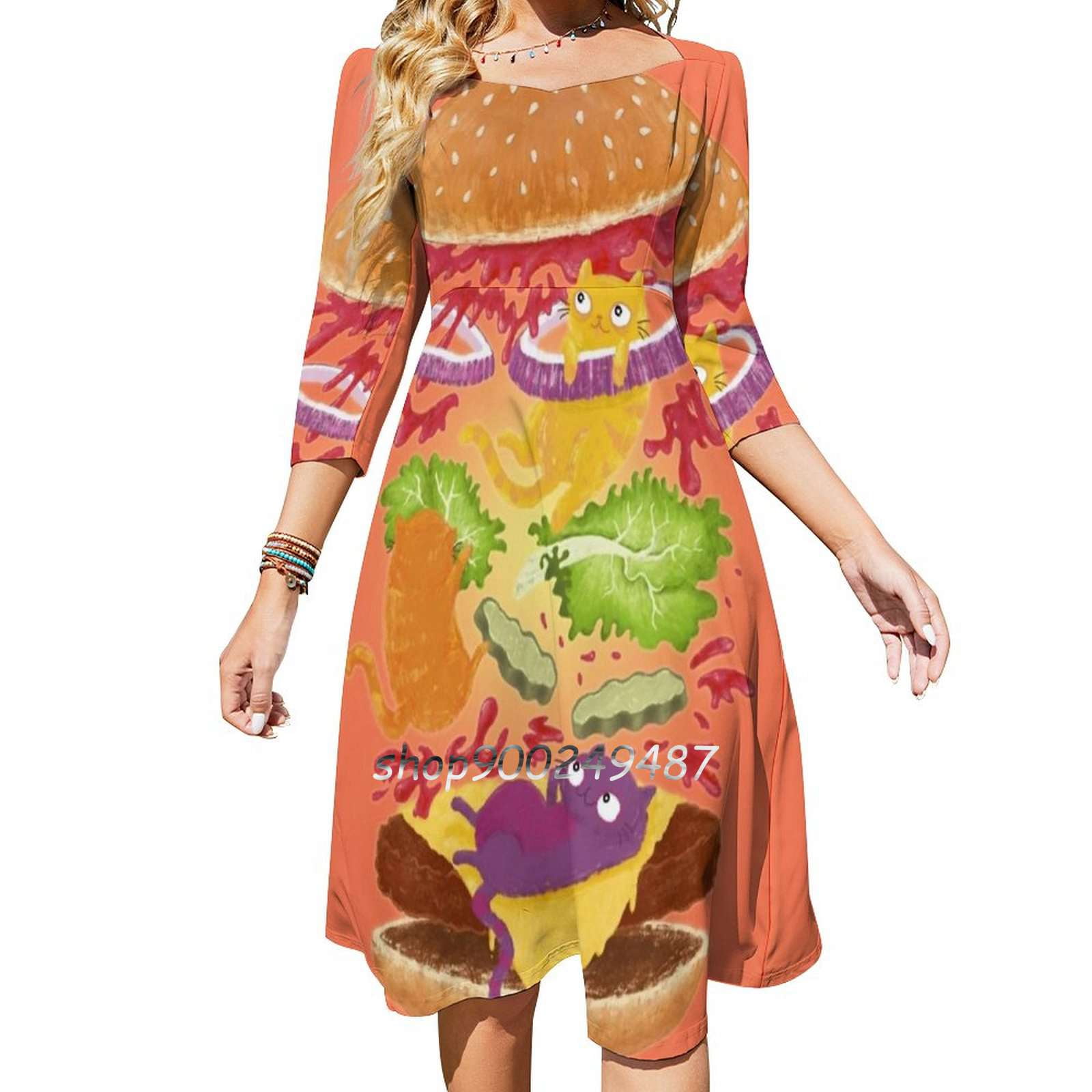 Cat Burger Evening Party Dresses Midi Sexy Dress Female Sweet One Piece ...