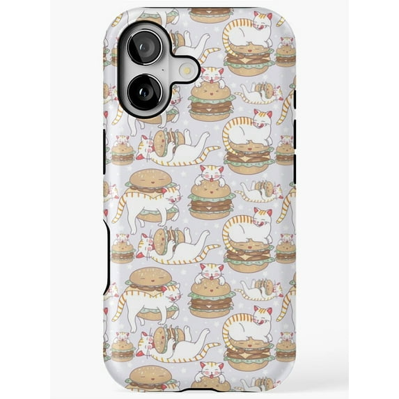 Cat Burgers Funny Food Pet Phone Case for iPhone 11 12 13 14 15 16 17 ...