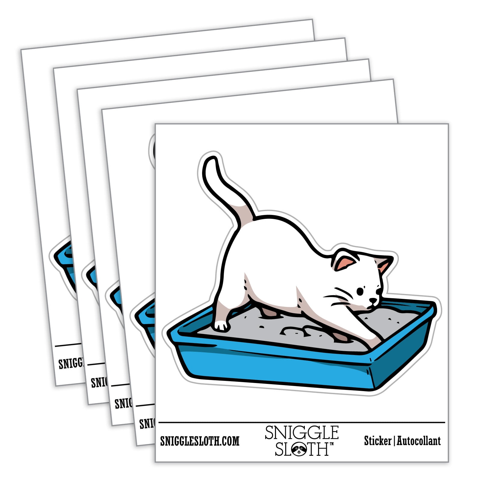 Cat Burying Litter Box Poop Car Window Bumper Water Bottle Phone Tablet ...