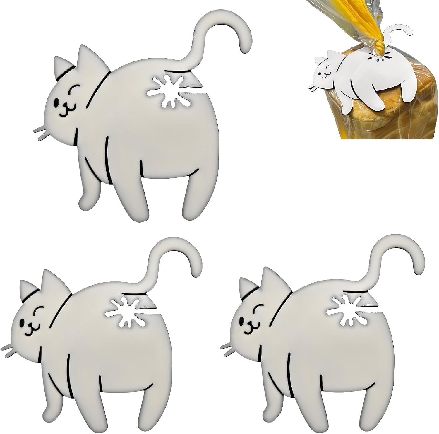 Cat Butt Bread Clip,Cat Butt Bread Tie, Funny 3D Printed Bag Holder ...