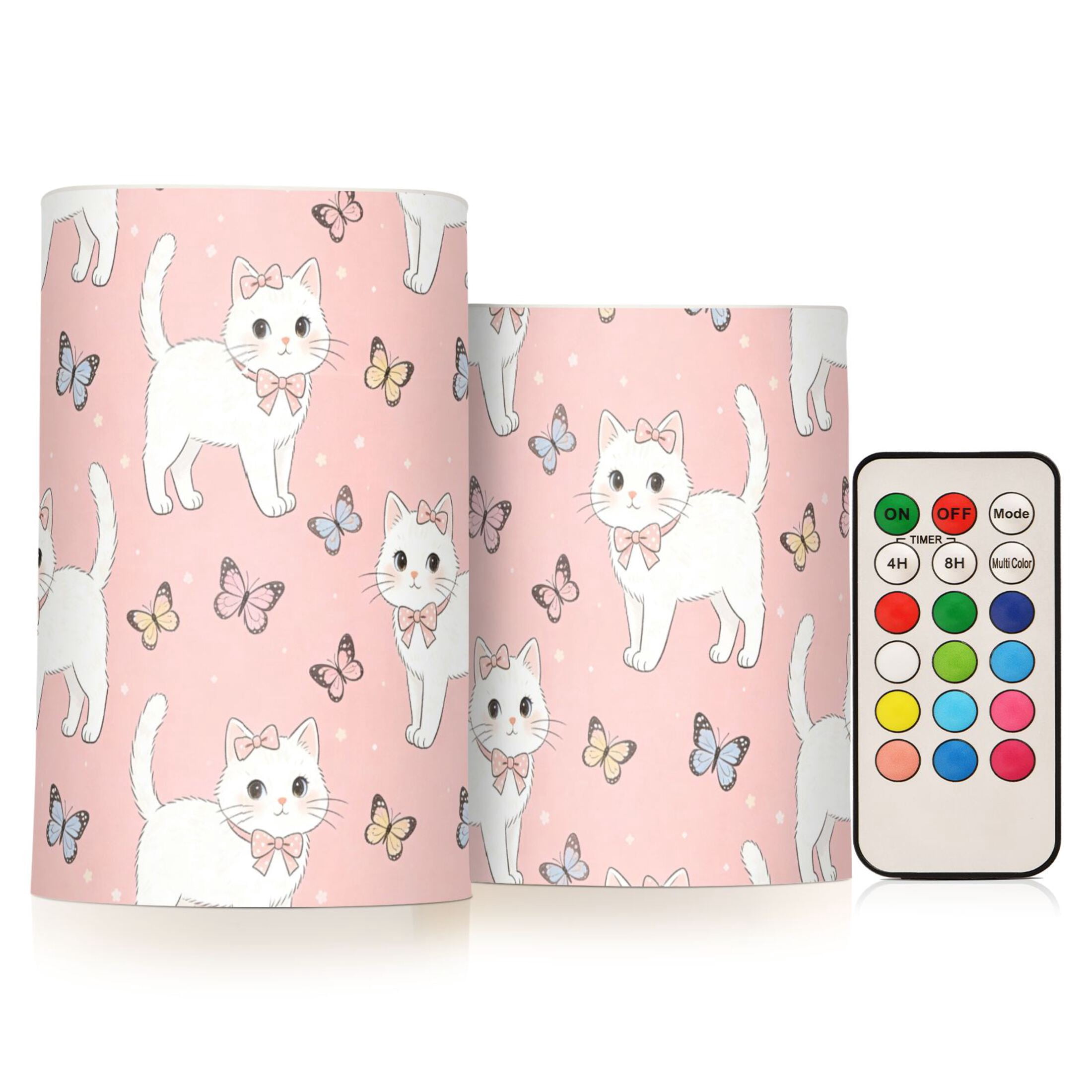 Cat Butterfly Flickering Flameless Candles Battery Operated with Remote ...