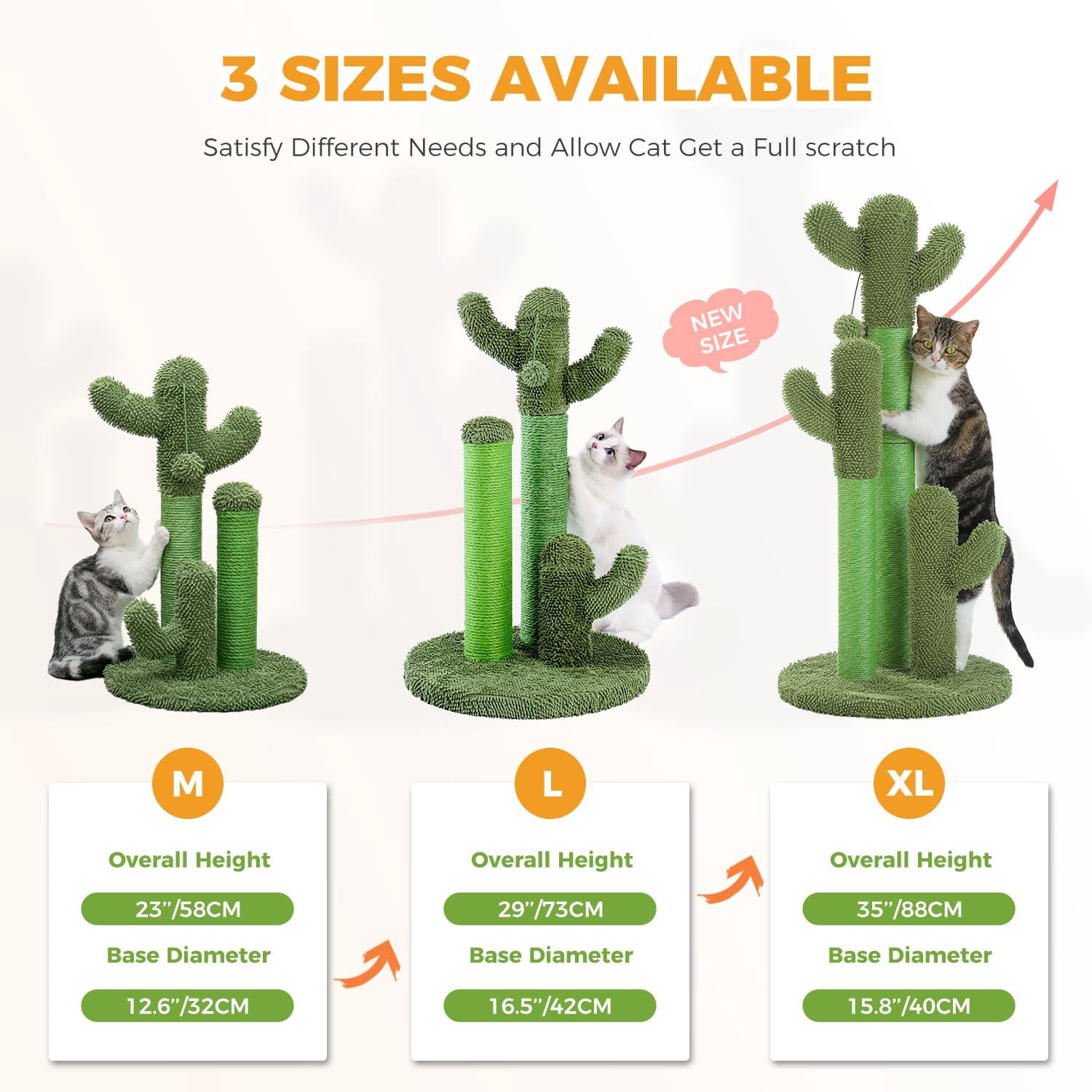 Cat Cactus Scratcher Featuring With 3 Poles And Interactive Dangling ...