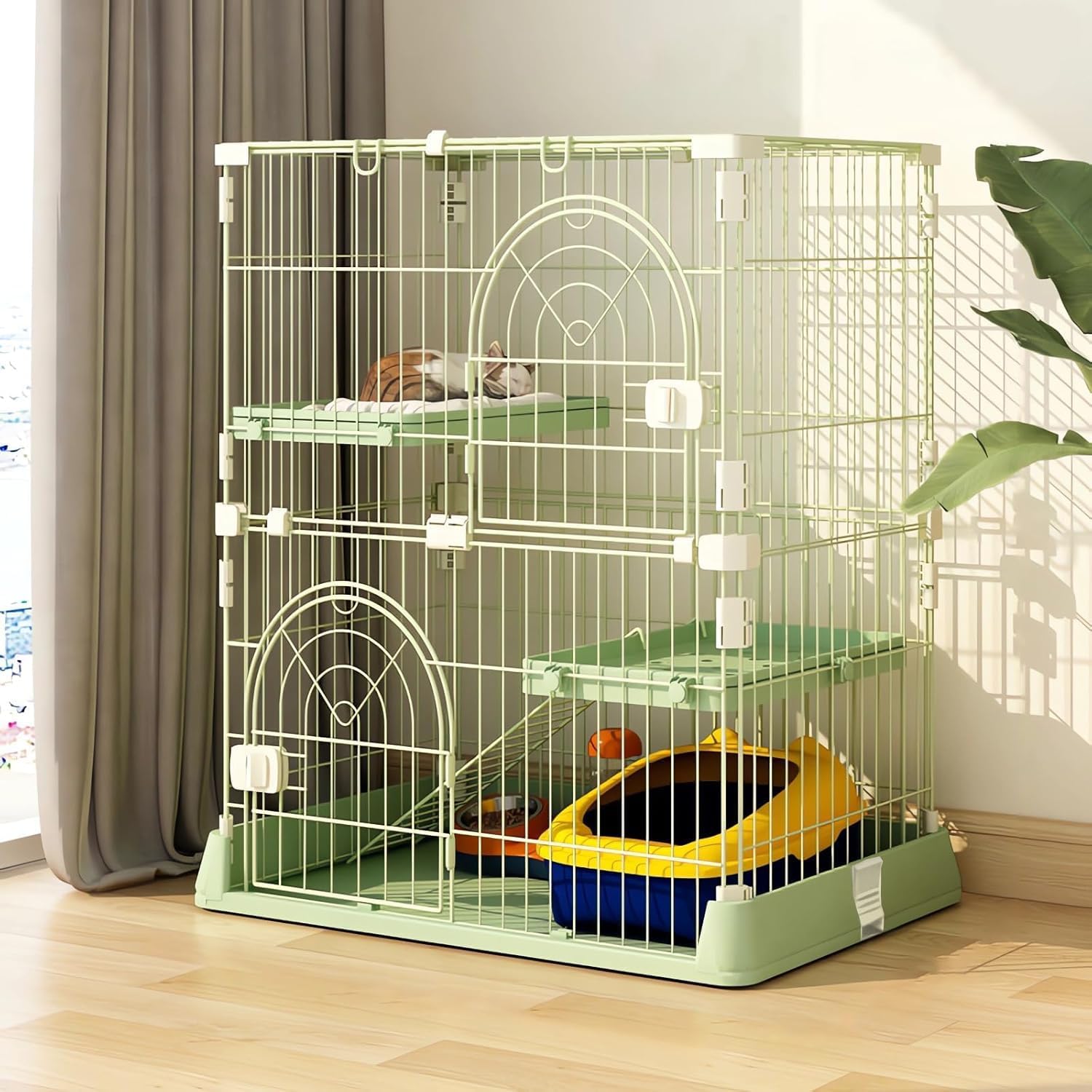 Cat Cage 2-Tier Indoor Cat Enclosure with Widen Bottom Buckle ...