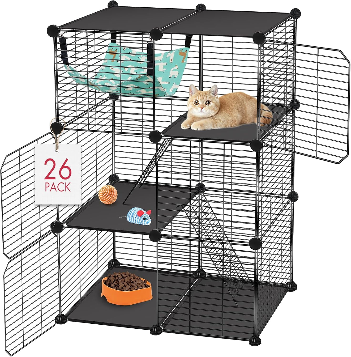 Cat Cage, 3-Tier DIY Catio Cat Enclosures, 24" x 16" x 36" Cat Playpen ...