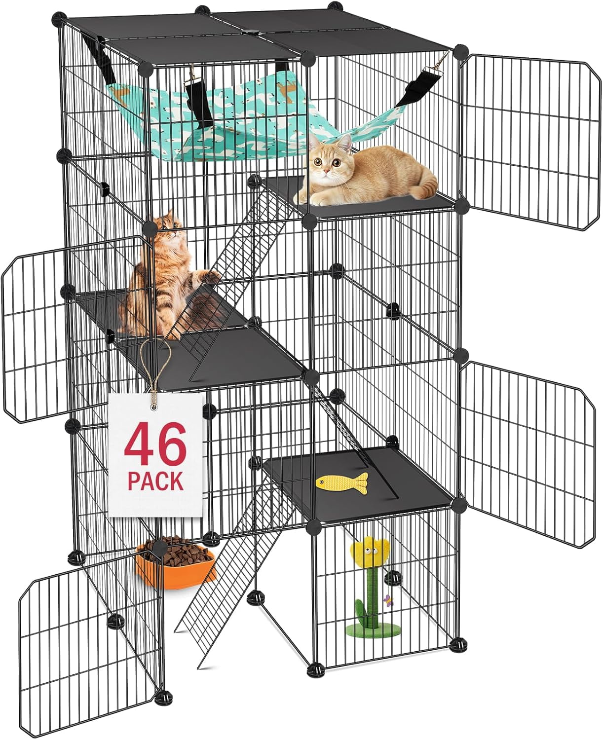 Cat Cage 4-Tier DIY Cat Enclosures Catio Cat Playpen Indoor Outdoor ...