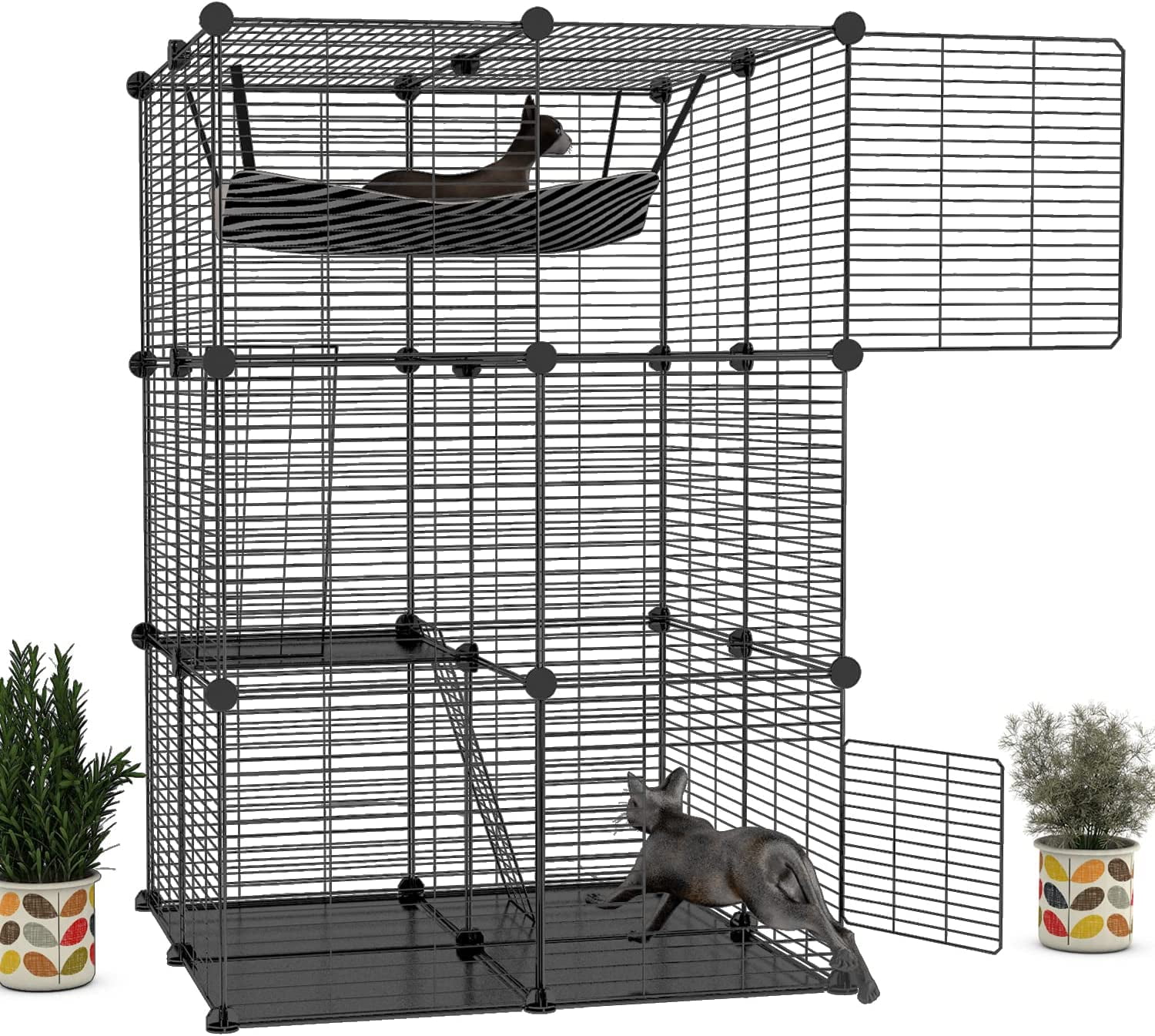 Cat Cage DIY Indoor Pet Home Small Animal House Detachable Playpen with ...