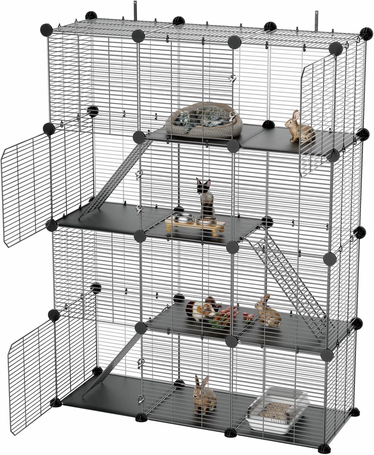 Cat Cage Indoor, Big Wire Cat Cage Kennels Enclosures DIY Playpen ...