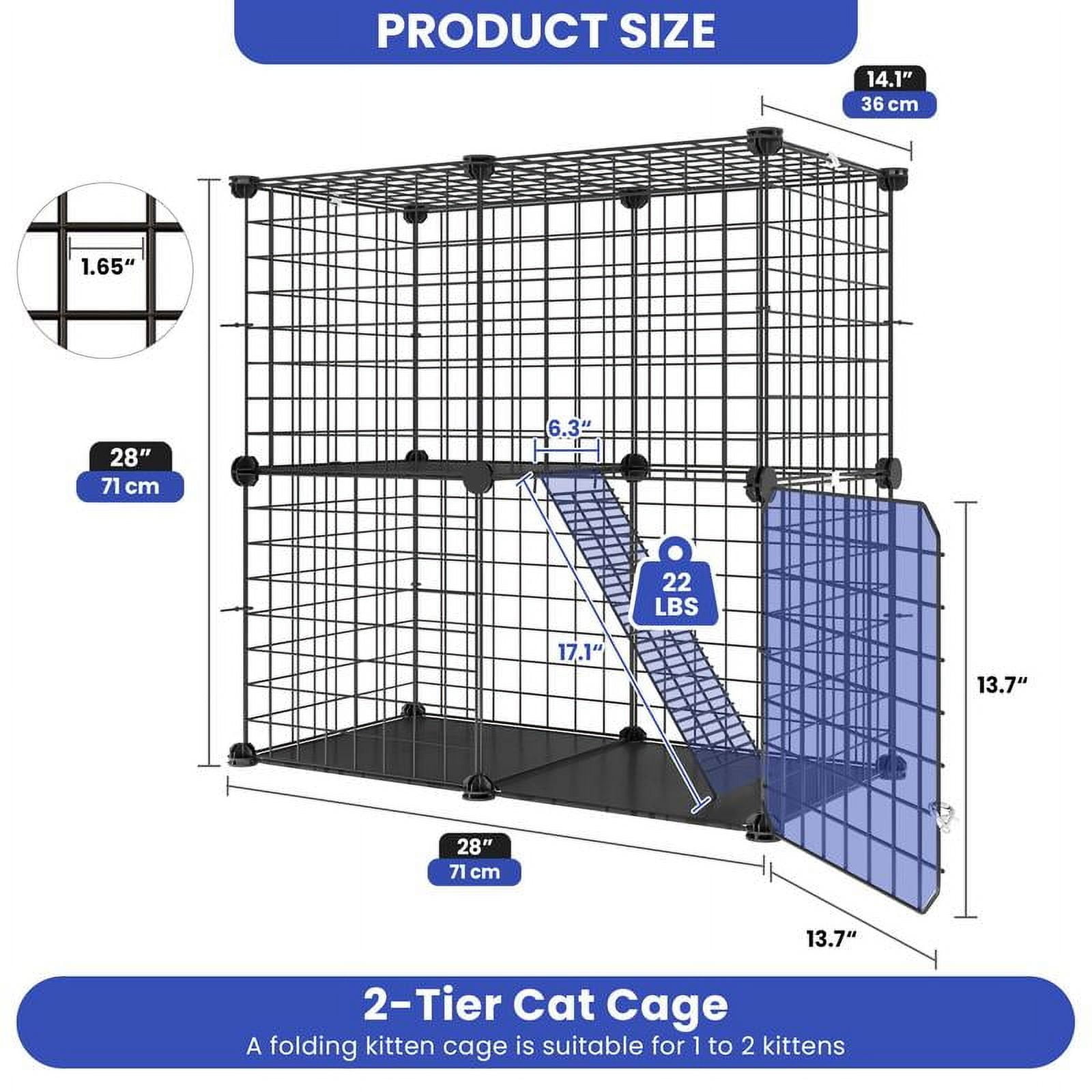 Cat Cage Indoor Catio DIY Cat Enclosures Metal Cat Playpen 2/3/4-Tiers ...