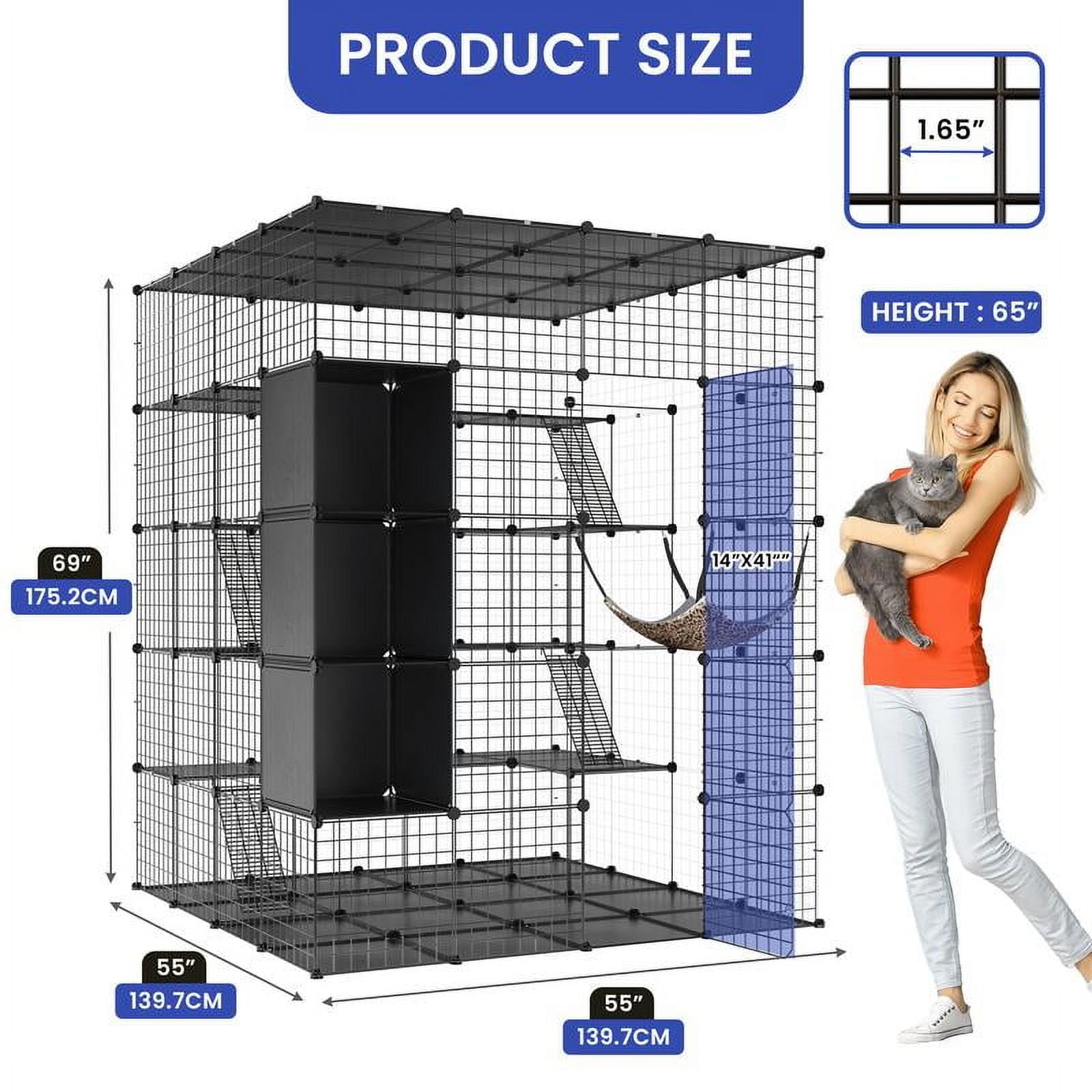 Cat Cage Indoor Catio DIY Cat Enclosures Metal Cat Playpen 2/3/4-Tiers ...