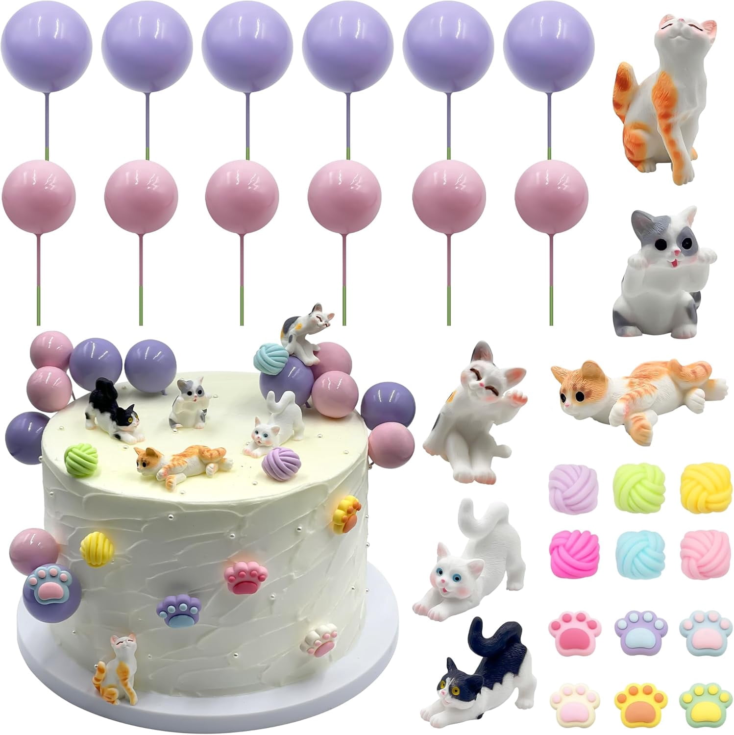 Cat Cake Topper Cat Paw Cake Toppers Cat Cake Decorations Cats Themed ...