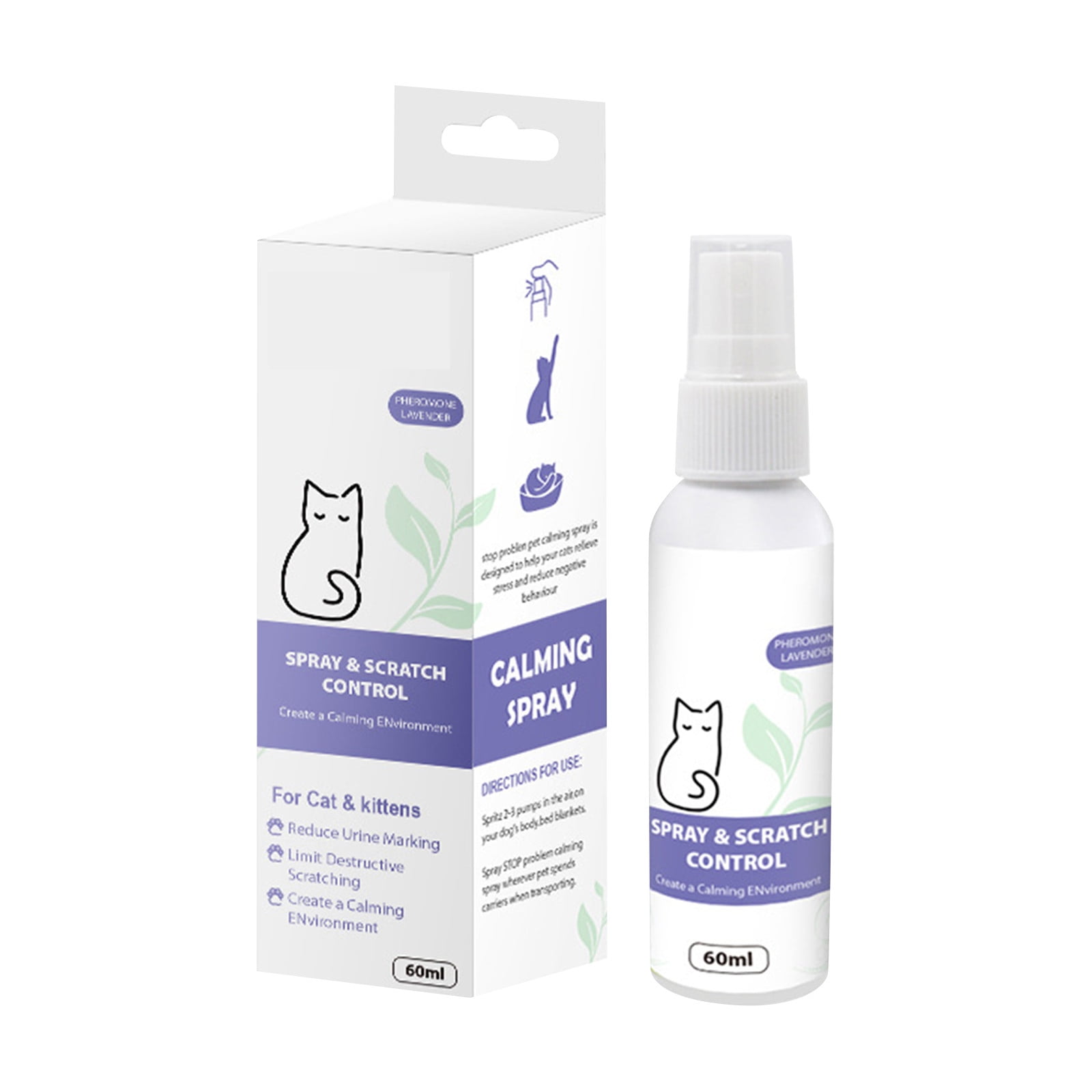 Cat Calming Diffuser, 60ml Cat Soothing Spray To Prevent Scratching and ...