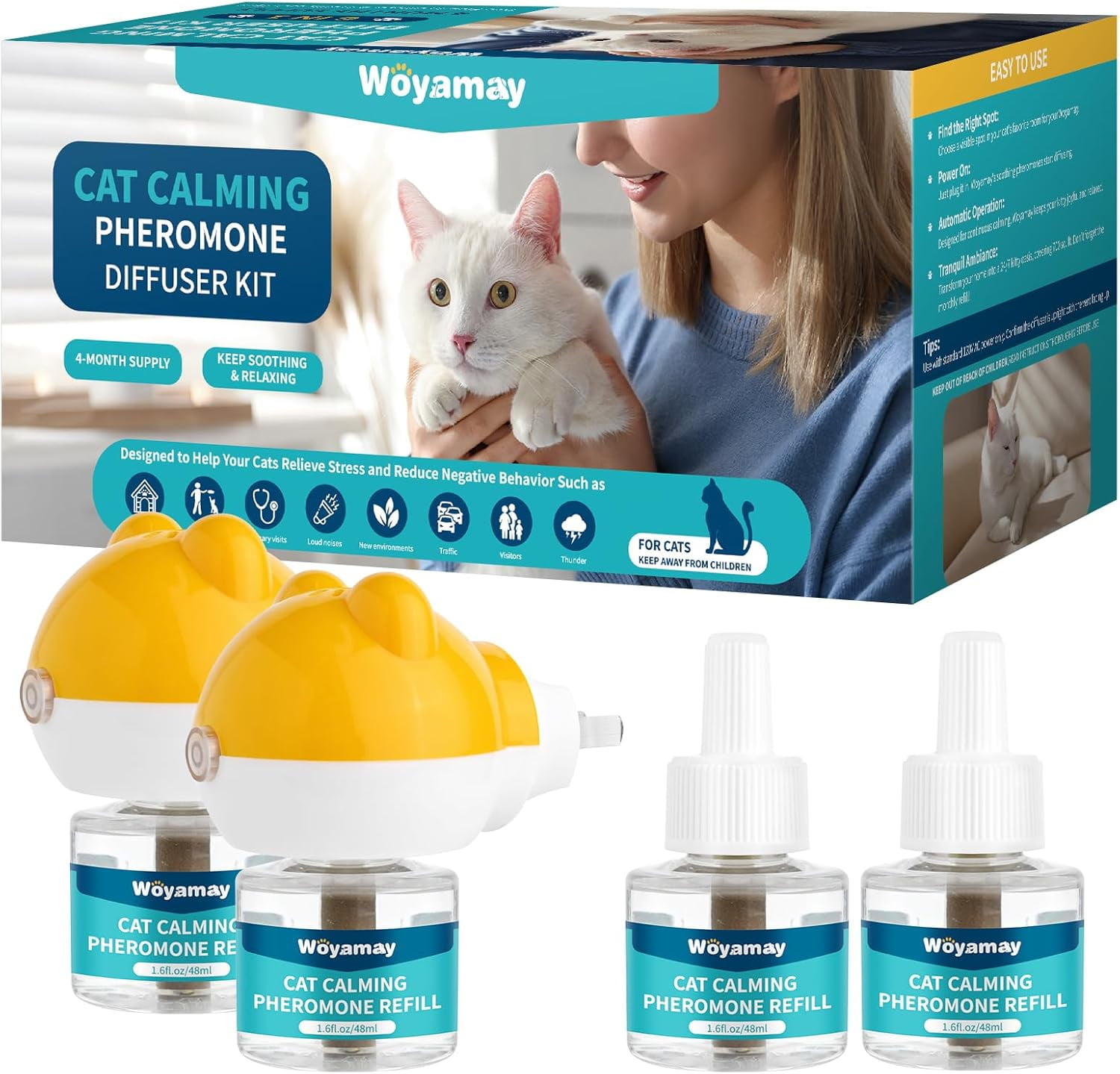 Cat Calming Diffuser - Cat Pheromones Calming Diffuser for Cat Anxiety ...